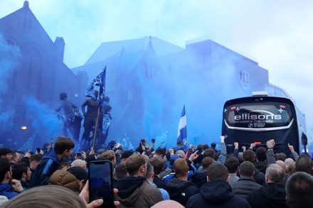 Everton Fans Welcome Their Team Bus Editorial Stock Photo - Stock Image ...