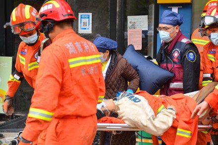 Rescuers Transfer Rescued Person Collapse Site Editorial Stock Photo ...