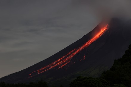 Mount Merapi Volcanic Mountain Spews Lava Editorial Stock Photo - Stock ...