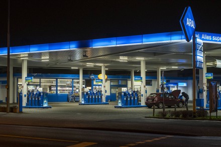 Aral Filling Station Night On Wilhelmshavennighttime Editorial Stock ...