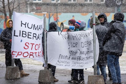 Refugees Protesting Third Day Row Heavy Editorial Stock Photo - Stock ...