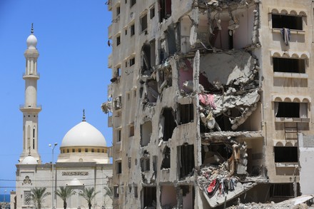 A general veiw show Hanadi Tower which was hit by Israeli strikes ...