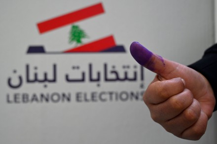 Lebanese Government Employee Shows His Inkstained Editorial Stock Photo ...