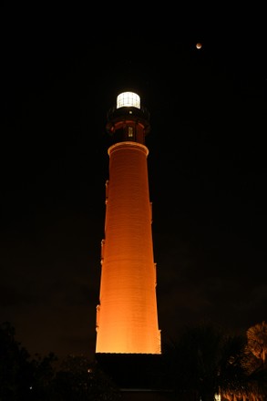 Eclipsed Moon Hangs Over Historic Lighthouse Editorial Stock Photo ...