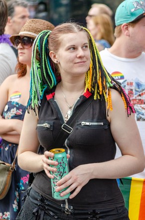 Young Female Person Braids Rainbow Colors Editorial Stock Photo - Stock ...