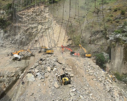Earthmovers Dig Through Rubble During Rescue Editorial Stock Photo ...