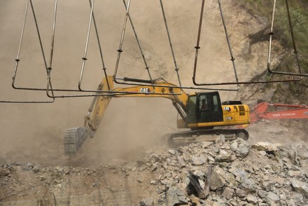 Earthmovers Dig Through Rubble During Rescue Editorial Stock Photo ...