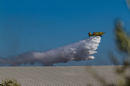Firefighting Plane Drops Water During Small Editorial Stock Photo ...