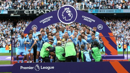 Manchester City Lift Premier League Trophy Editorial Stock Photo ...
