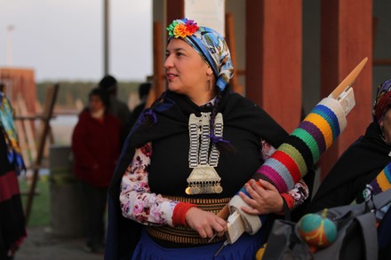 Mapuche Woman Carries Loom Weaving Piece Editorial Stock Photo - Stock ...