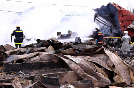 Rescuers Put Out Fire Quakehit Area Editorial Stock Photo - Stock Image ...