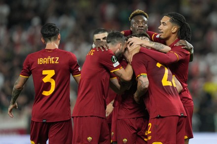 Roma Players Celebrate After Scoring Uefa Editorial Stock Photo - Stock ...