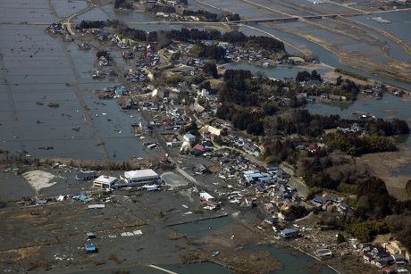 Aerial views of aftermath of earthquake and tsunami, Japan - 13 Mar ...