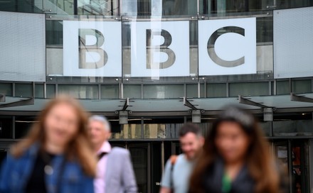 People Pass Bbc Headquarters London Britain Editorial Stock Photo ...