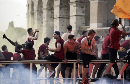 Roma Players Celebrate On Open Bus Editorial Stock Photo - Stock Image ...