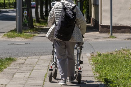 Senior Woman Walker On Uneven Footpath Editorial Stock Photo - Stock ...