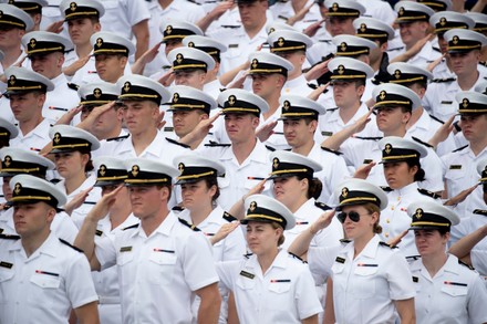 Midshipmen Watch Nineteen Gun Salute During Editorial Stock Photo ...