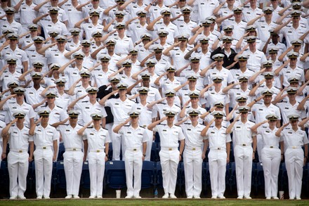 Midshipmen Watch Nineteen Gun Salute During Editorial Stock Photo ...