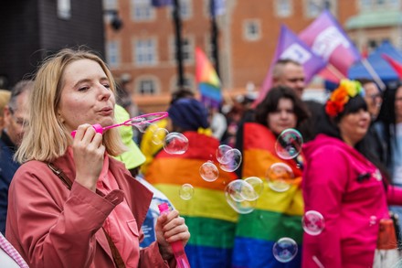 Gay Pride Participants Holding Rainbow Lgbt Editorial Stock Photo ...
