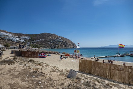 Famous Elia Beach Mykonos Island Cyclades Editorial Stock Photo - Stock ...