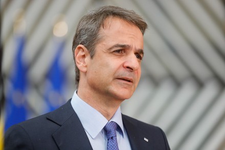 Greek Prime Minister Kyriakos Mitsotakis Arrives Editorial Stock Photo ...