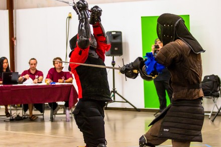 Competitors Face Off Sword Fighting Competition Editorial Stock Photo ...