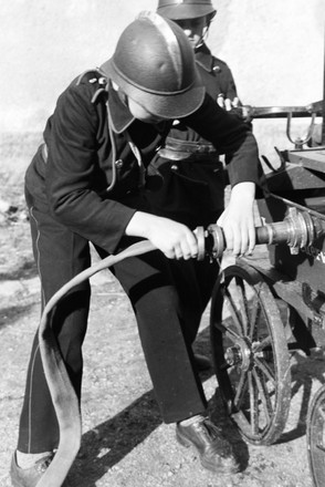 Two Uniformed Boys Junior Firefighters Installing Editorial Stock Photo ...