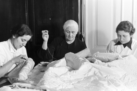 Women Embroidering Textiles Germany 1930s Editorial Stock Photo - Stock ...