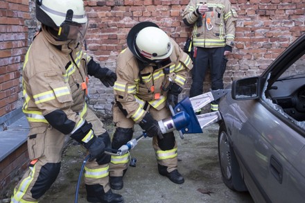 Fire Department Exercise Hydraulic Rescue Kit Editorial Stock Photo ...