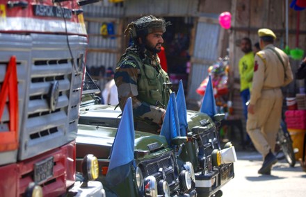 Indian Security Personnel Stand Guard During Editorial Stock Photo ...