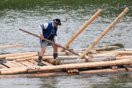 Crew Member Traditional Costume Adjusts Logs Editorial Stock Photo ...