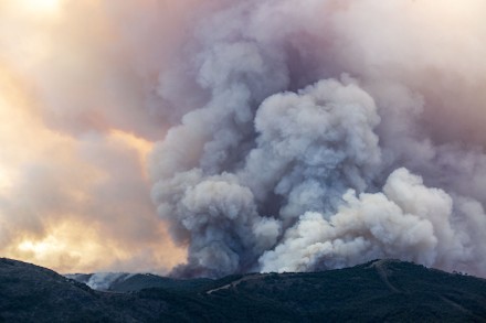 Huge Smoke Column Rises Flames Raze Editorial Stock Photo - Stock Image ...