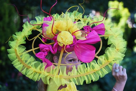 Race Goer Poses Extravagant Hat On Editorial Stock Photo - Stock Image ...