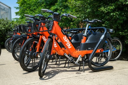 Spin Electric Assist Bicycles Ebikes Parked Editorial Stock Photo - Stock Image | Shutterstock