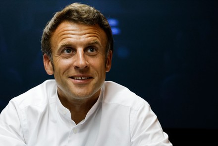 French President Emmanuel Macron Looks On Editorial Stock Photo - Stock ...