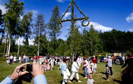 Raising Dancing Around Maypole During Midsummer Editorial Stock Photo - Stock Image | Shutterstock