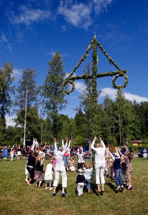 Raising Dancing Around Maypole During Midsummer Editorial Stock Photo - Stock Image | Shutterstock