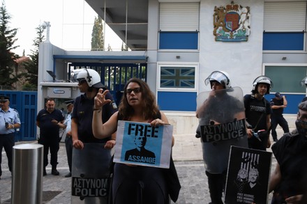 Demonstrators Gather Outside British Embassy Athens Editorial Stock ...