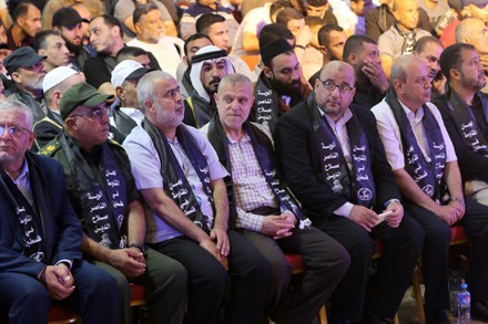 Palestinians participate in a memorial ceremony for Jamal Abu Samhadana ...