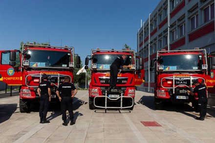 Firefighters Romania Seen Front Their Vehicles Editorial Stock Photo ...