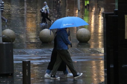 People Brave Rainy Windy Conditions Editorial Stock Photo - Stock Image ...