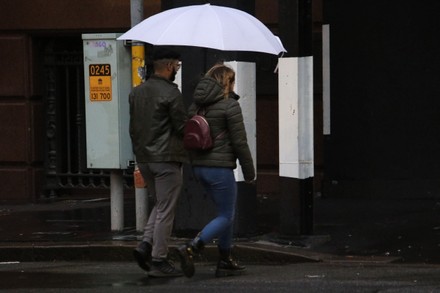People Brave Rainy Windy Conditions Editorial Stock Photo - Stock Image ...