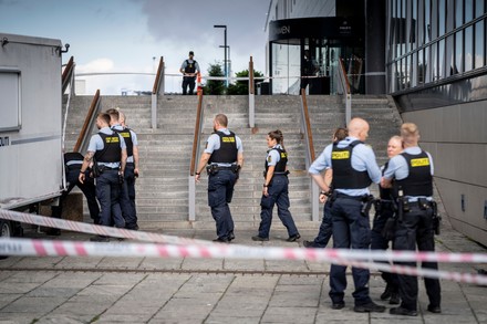 Police Gather Cordonedoff Crime Scene Outside Editorial Stock Photo ...