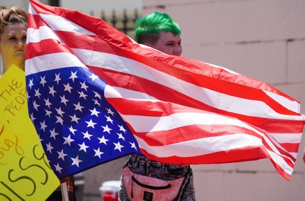 Protester Green Hair Holds American Flag Editorial Stock Photo - Stock ...