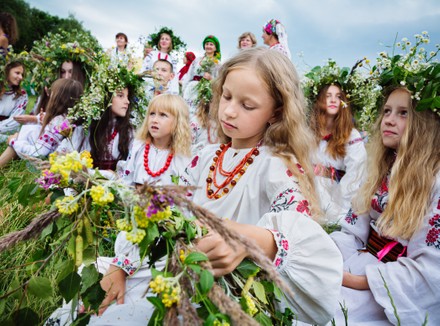Teenage Girls Ukrainian National Clothes Traditional Editorial Stock ...