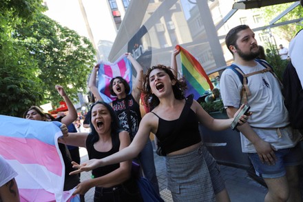 Protesters March Flags They Chant Slogans Editorial Stock Photo - Stock ...