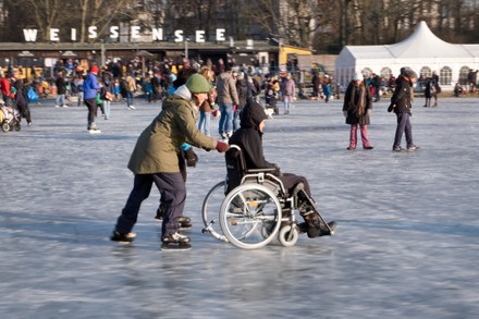 Ice Anglers Skaters On Lake Weissensee Editorial Stock Photo - Stock ...