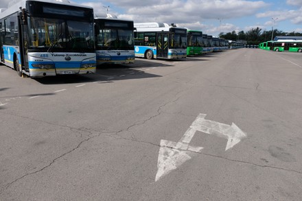 City Buses Stand Behind Each Other Editorial Stock Photo - Stock Image ...