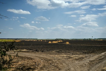 Burntout Wheat Field Pictured Russian Troops Editorial Stock Photo ...