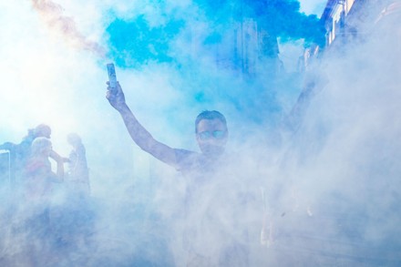 Parade Animated By Smoke Bombs Flags Editorial Stock Photo - Stock ...